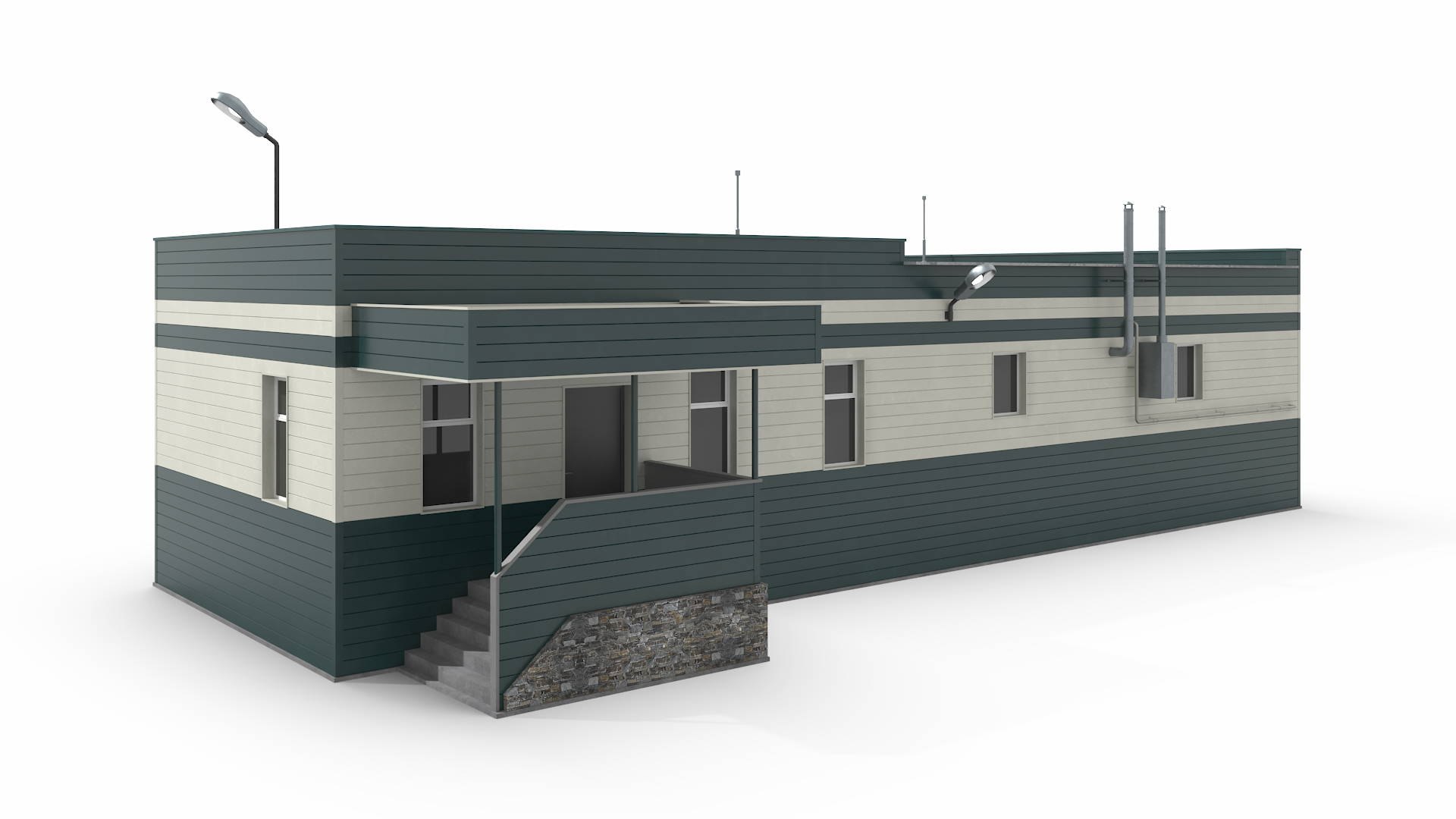 Small Commercial Facility With Garages 3D Model - TurboSquid 2422239