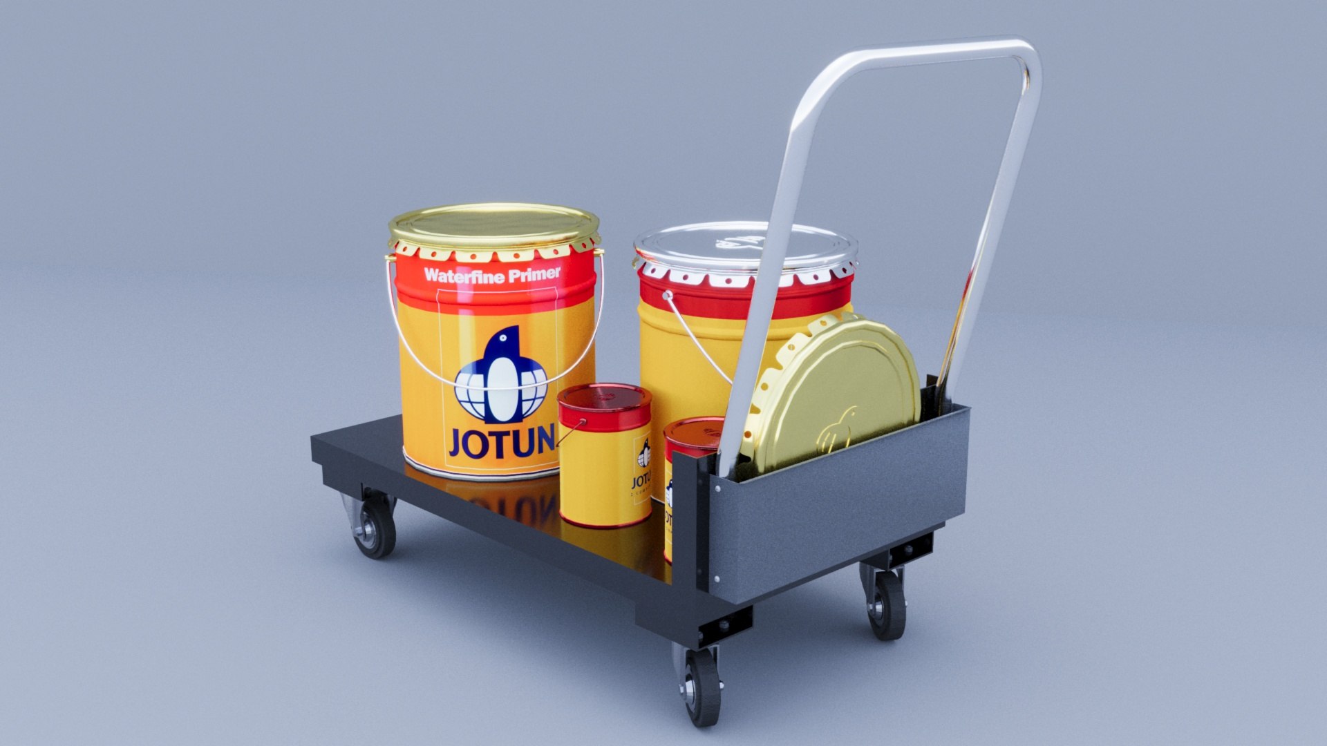 3D Trolley With Paint Bucket Model - TurboSquid 2106764