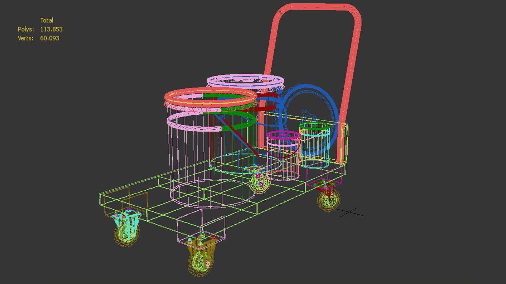 3D Trolley With Paint Bucket Model - TurboSquid 2106764