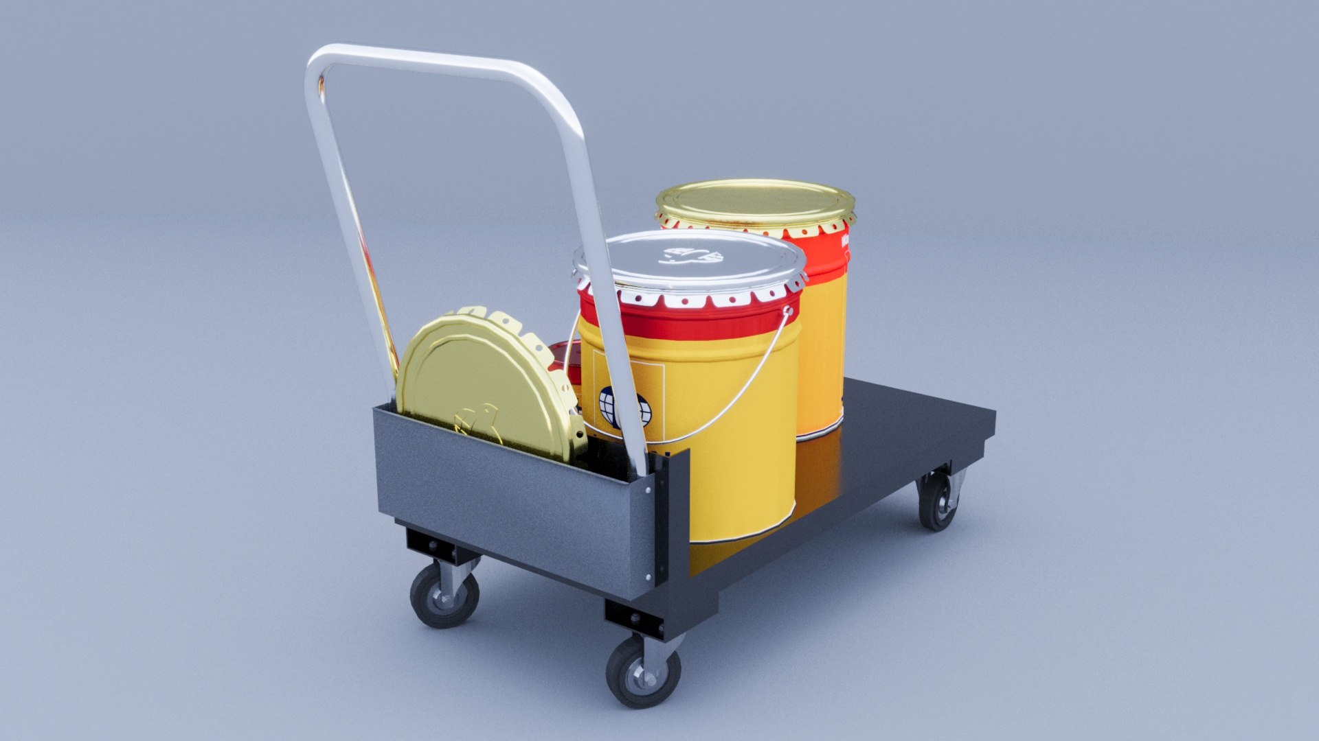 3D Trolley With Paint Bucket Model - TurboSquid 2106764