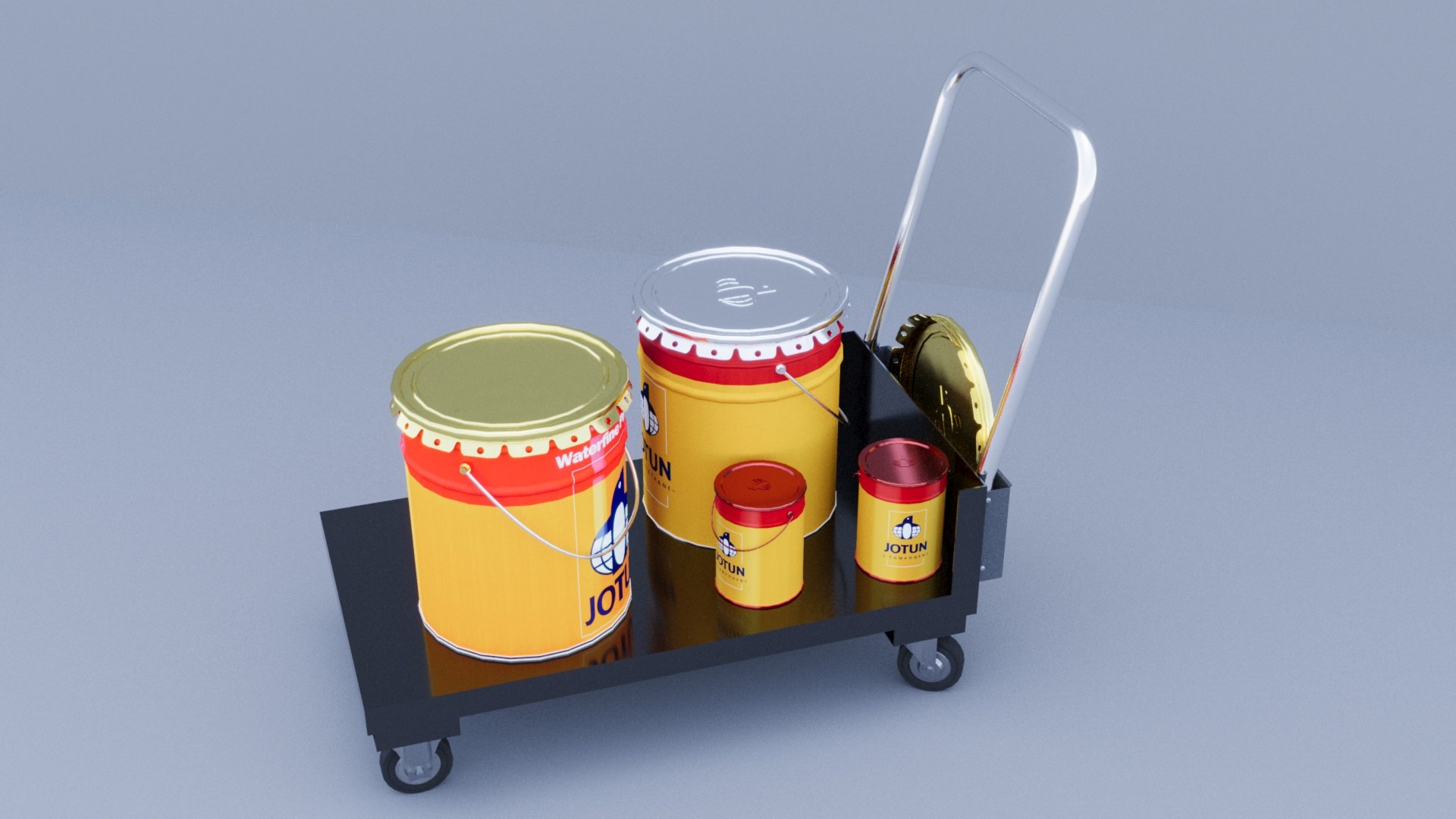 3D Trolley With Paint Bucket Model - TurboSquid 2106764