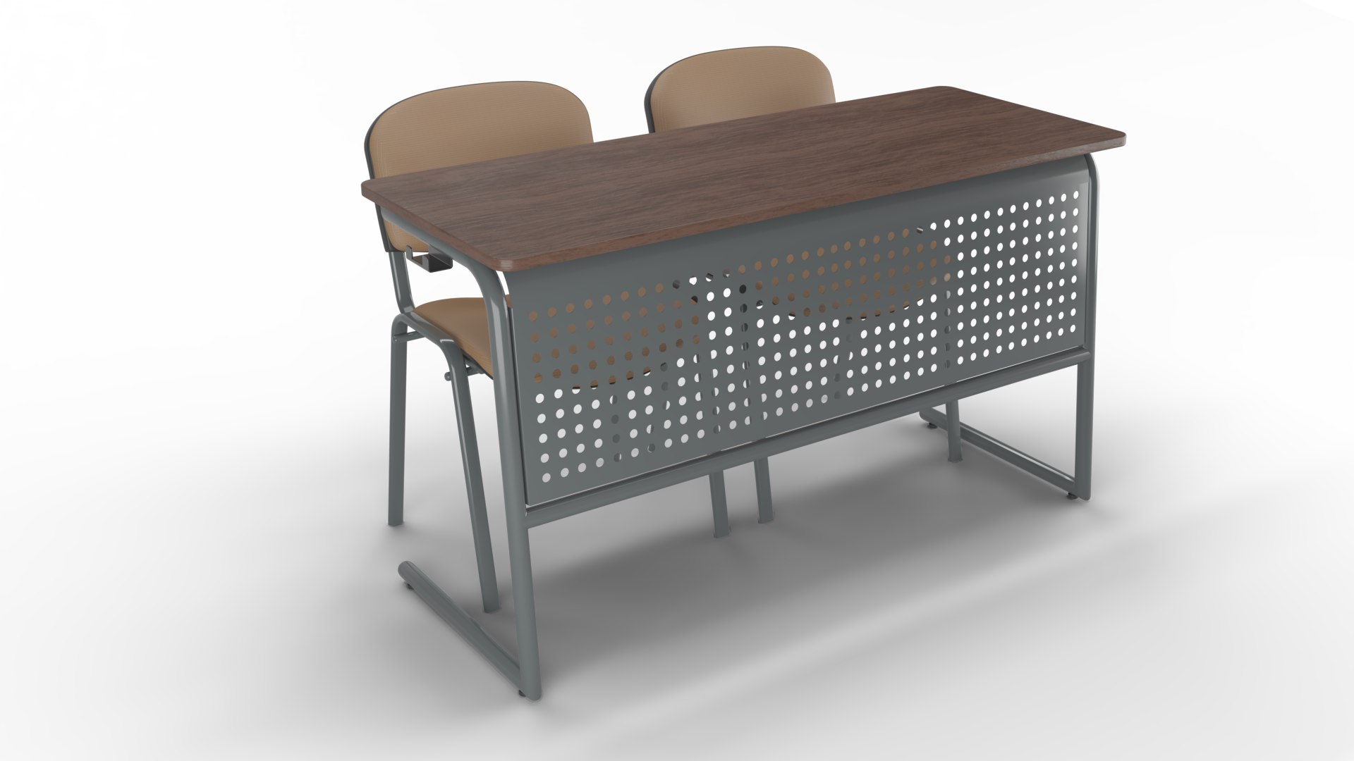 Double School Desk Model - TurboSquid 2329484