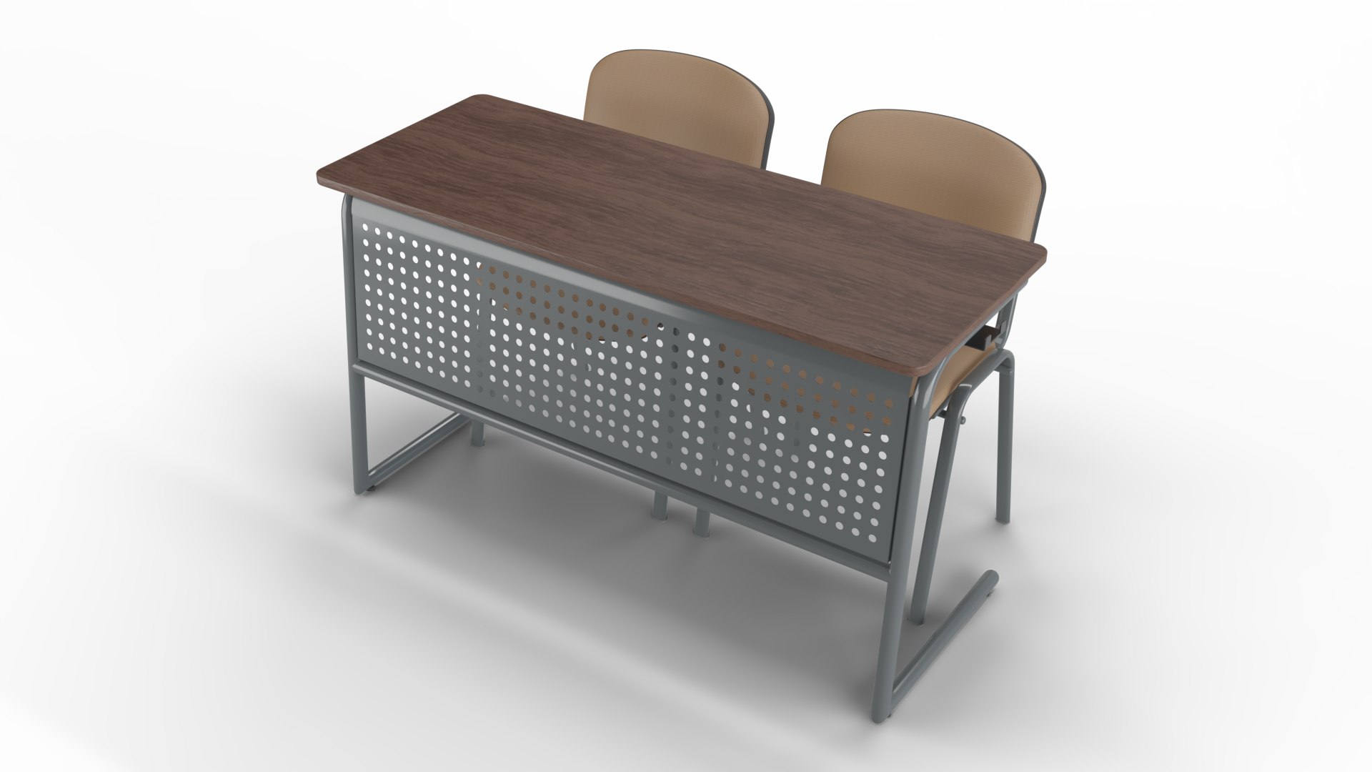 Double School Desk Model - TurboSquid 2329484