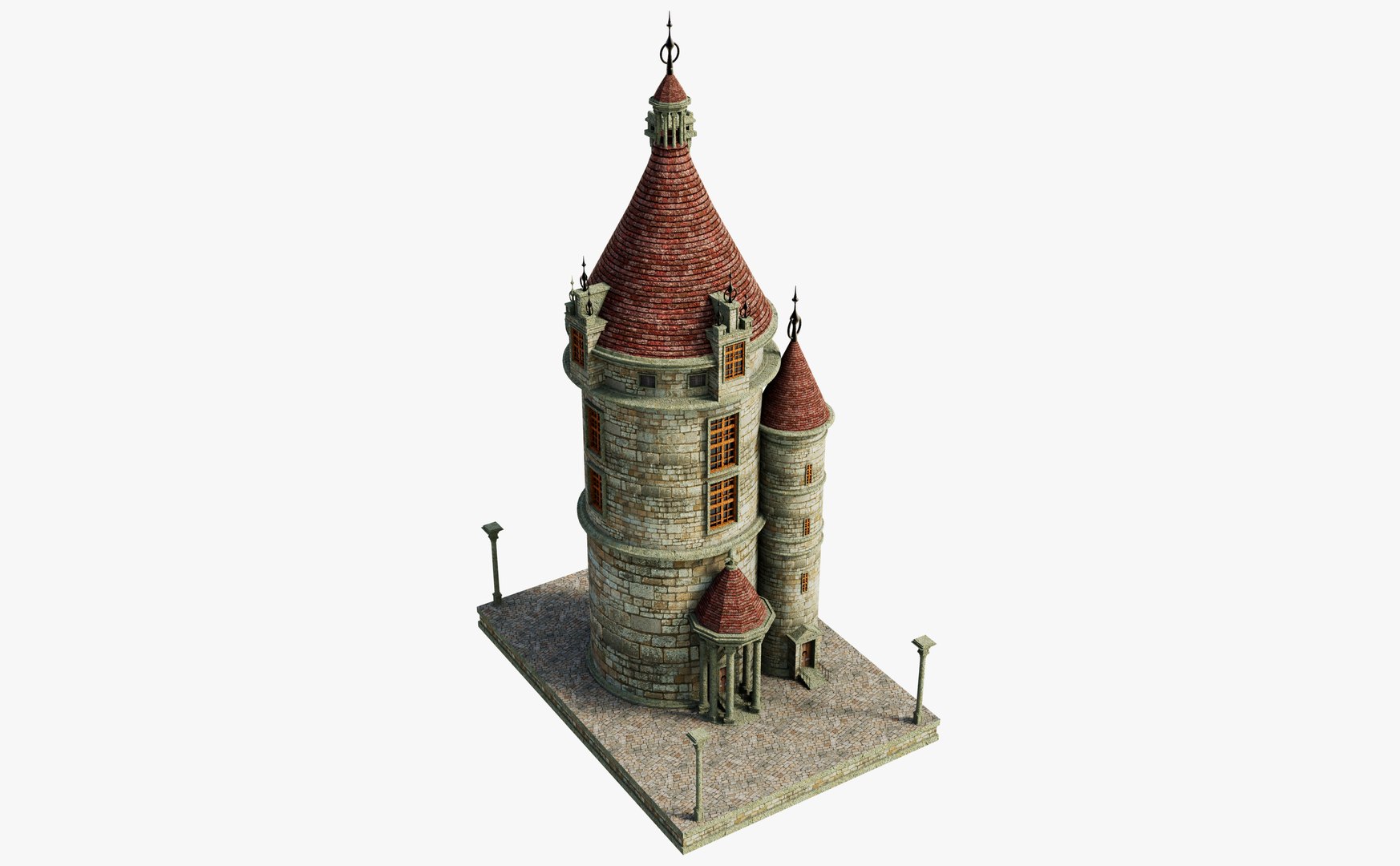 3D Fantasy Double Tower Model - TurboSquid 2131910