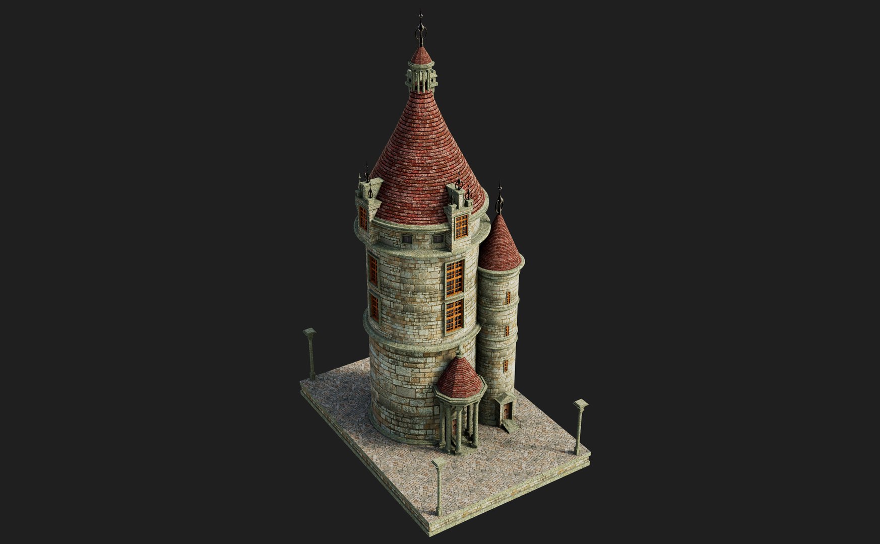3D Fantasy Double Tower Model - TurboSquid 2131910