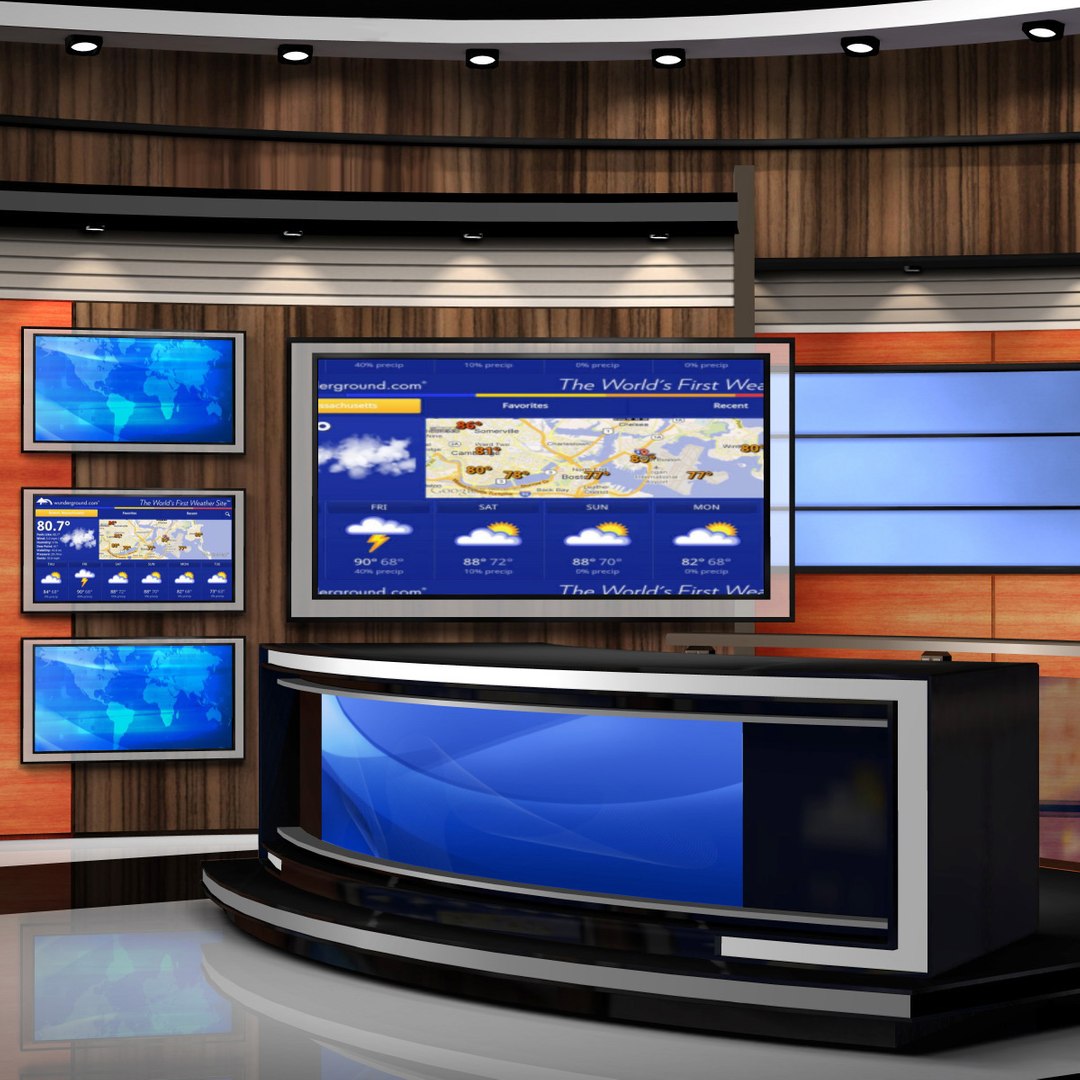 3d American News Studio Model
