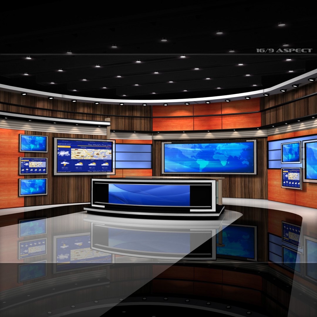 3d American News Studio Model