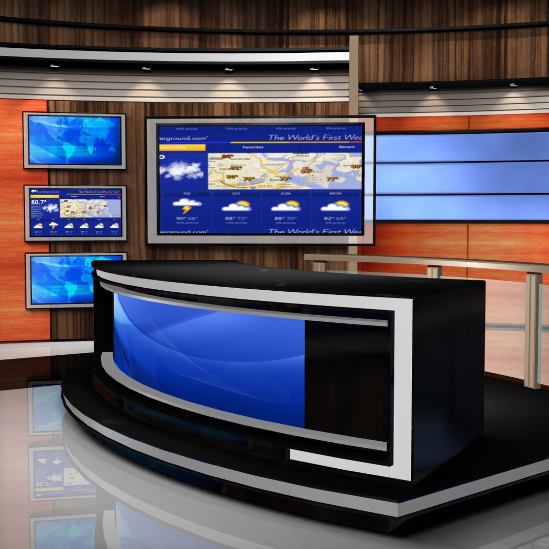 3d American News Studio Model