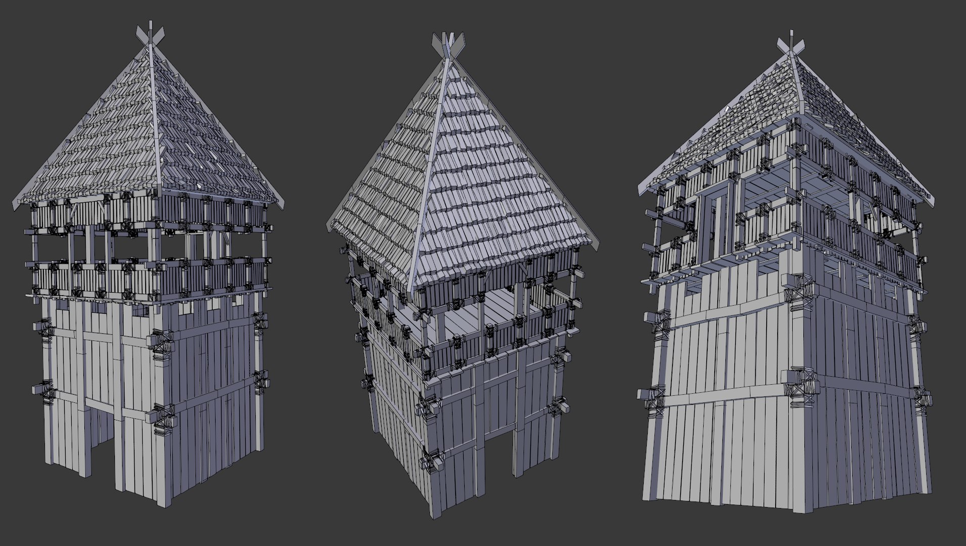 MEDIEVAL WATCHTOWER TOWER FORT FORTRESS CASTLE WALLS NEXTGEN AAA Model ...