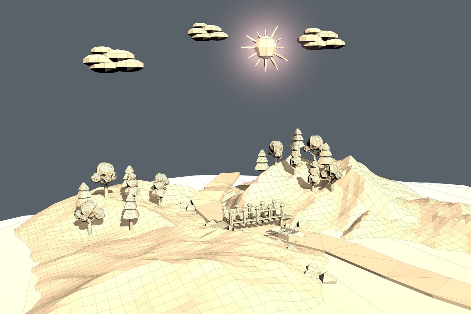 3d Model Landscape Tree Scene