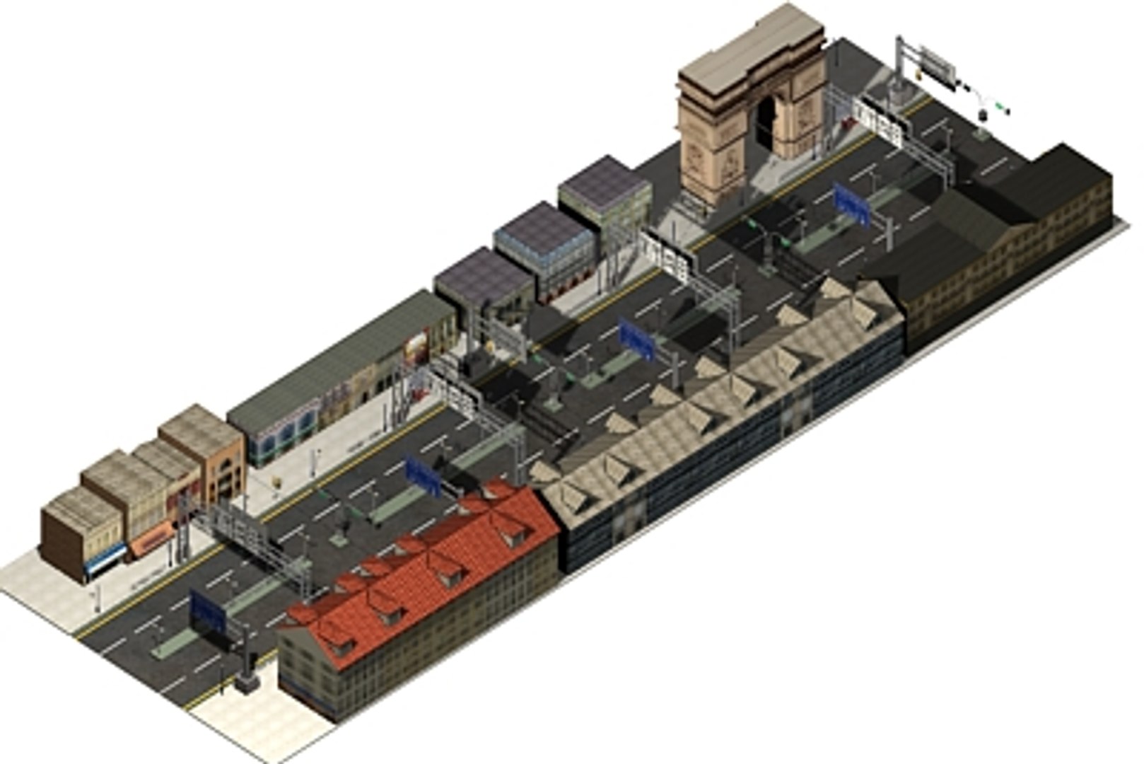 Street Buildings 3d Model