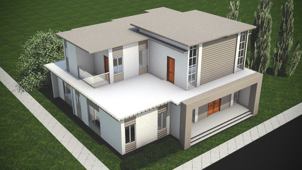 3d model 2 story house