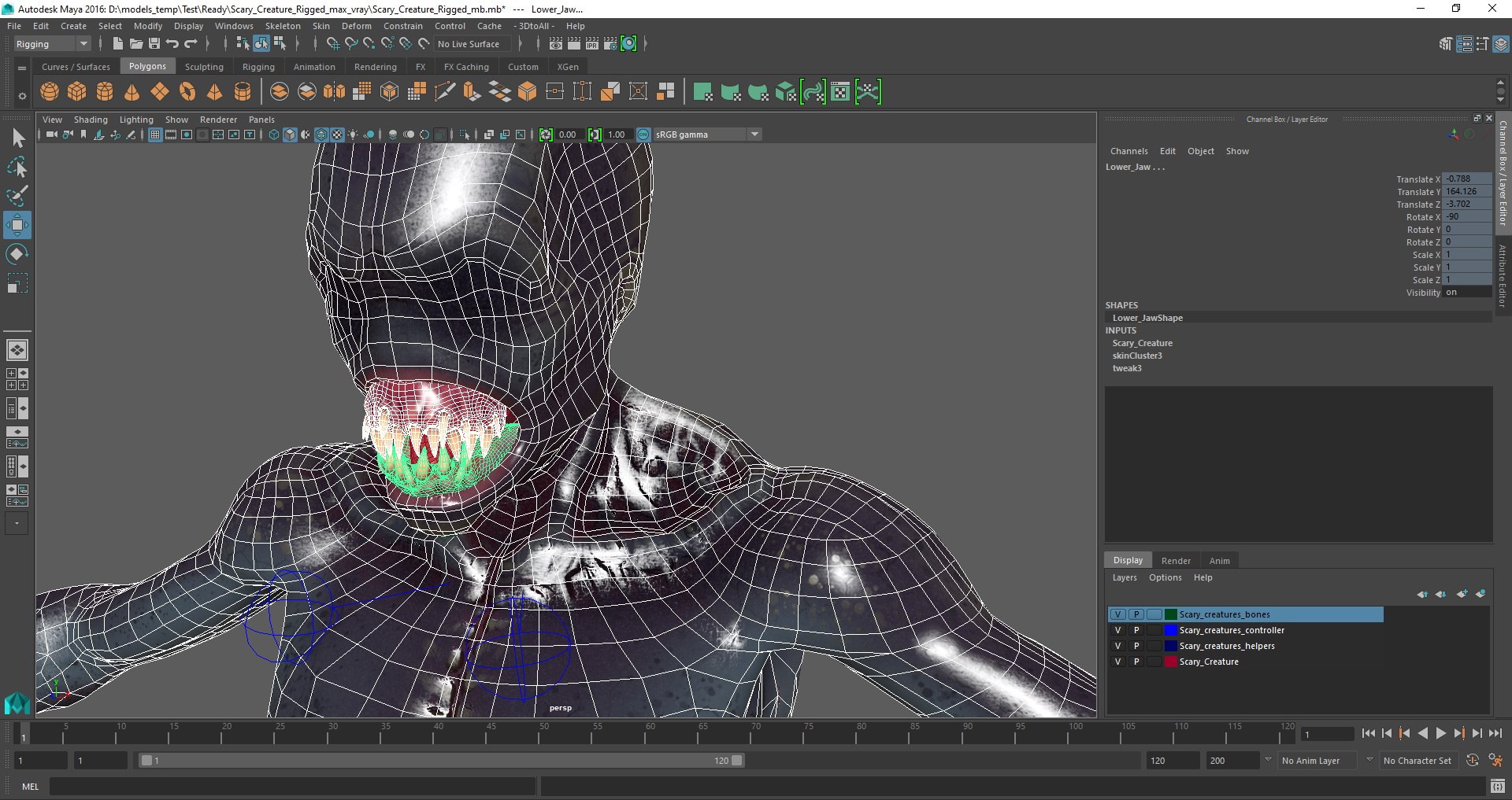 Scary Creature Rigged for Maya 3D - TurboSquid 1718467