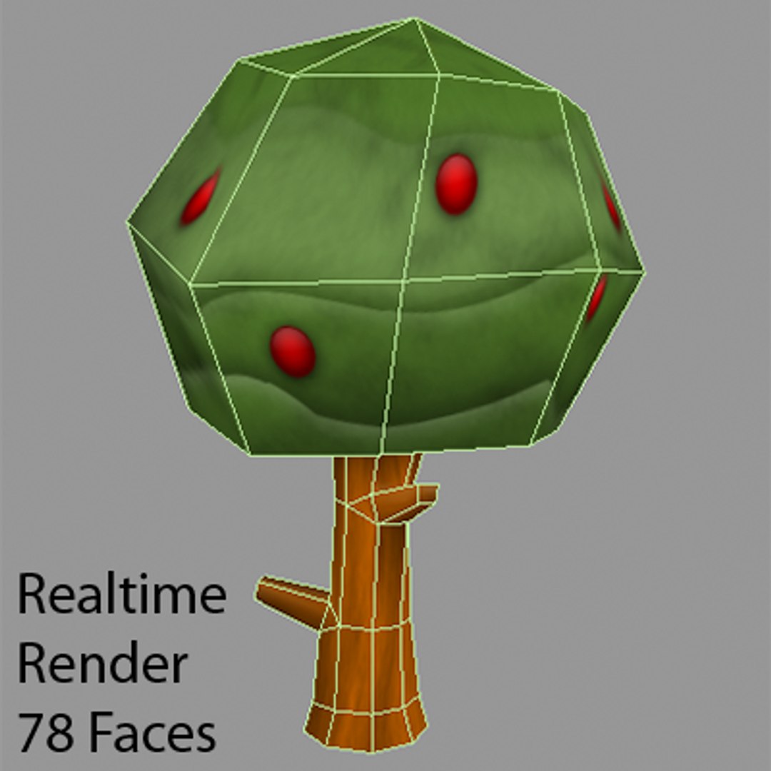 3d cartoon apple tree