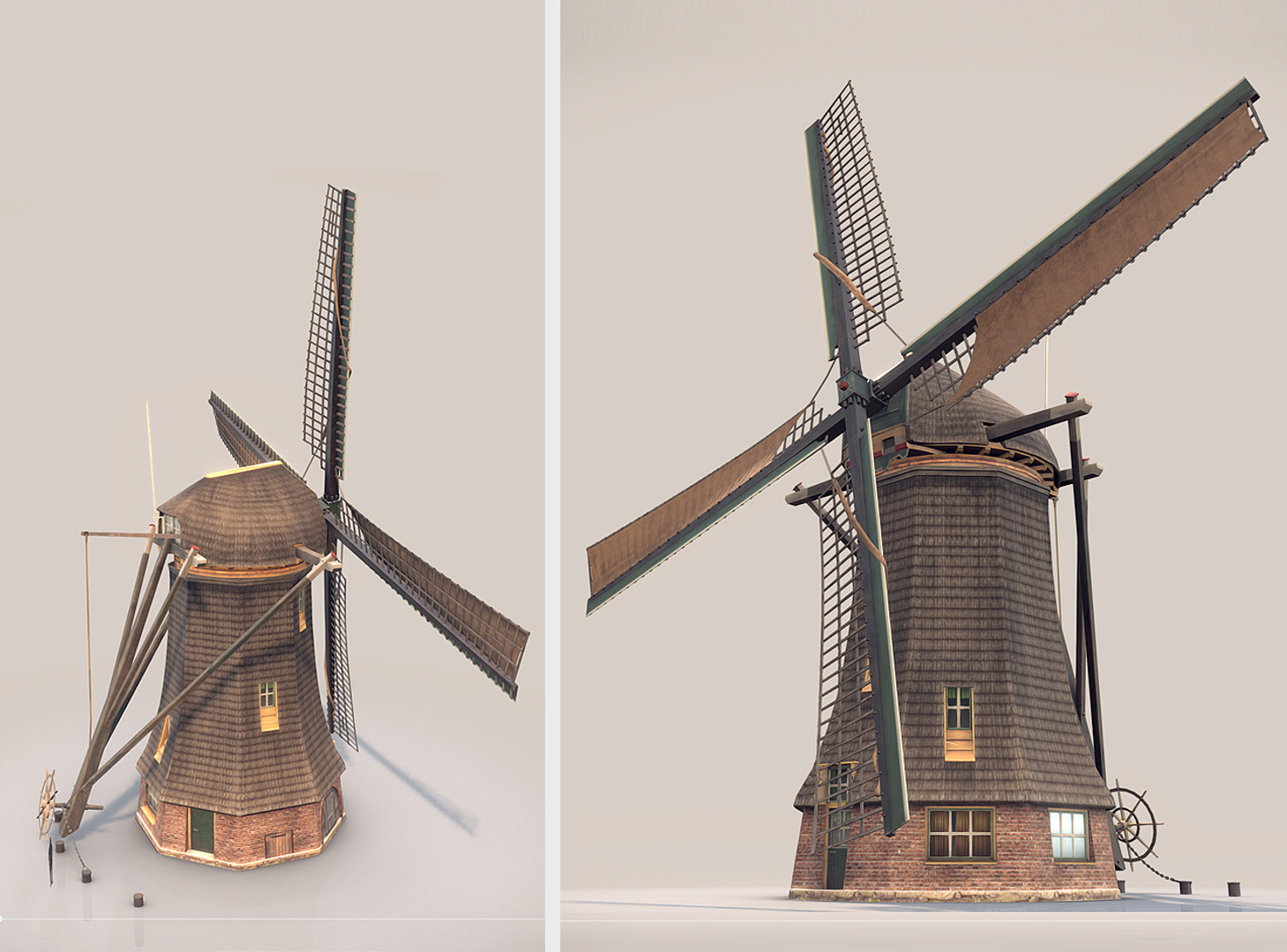 3d model low-poly holland windmill