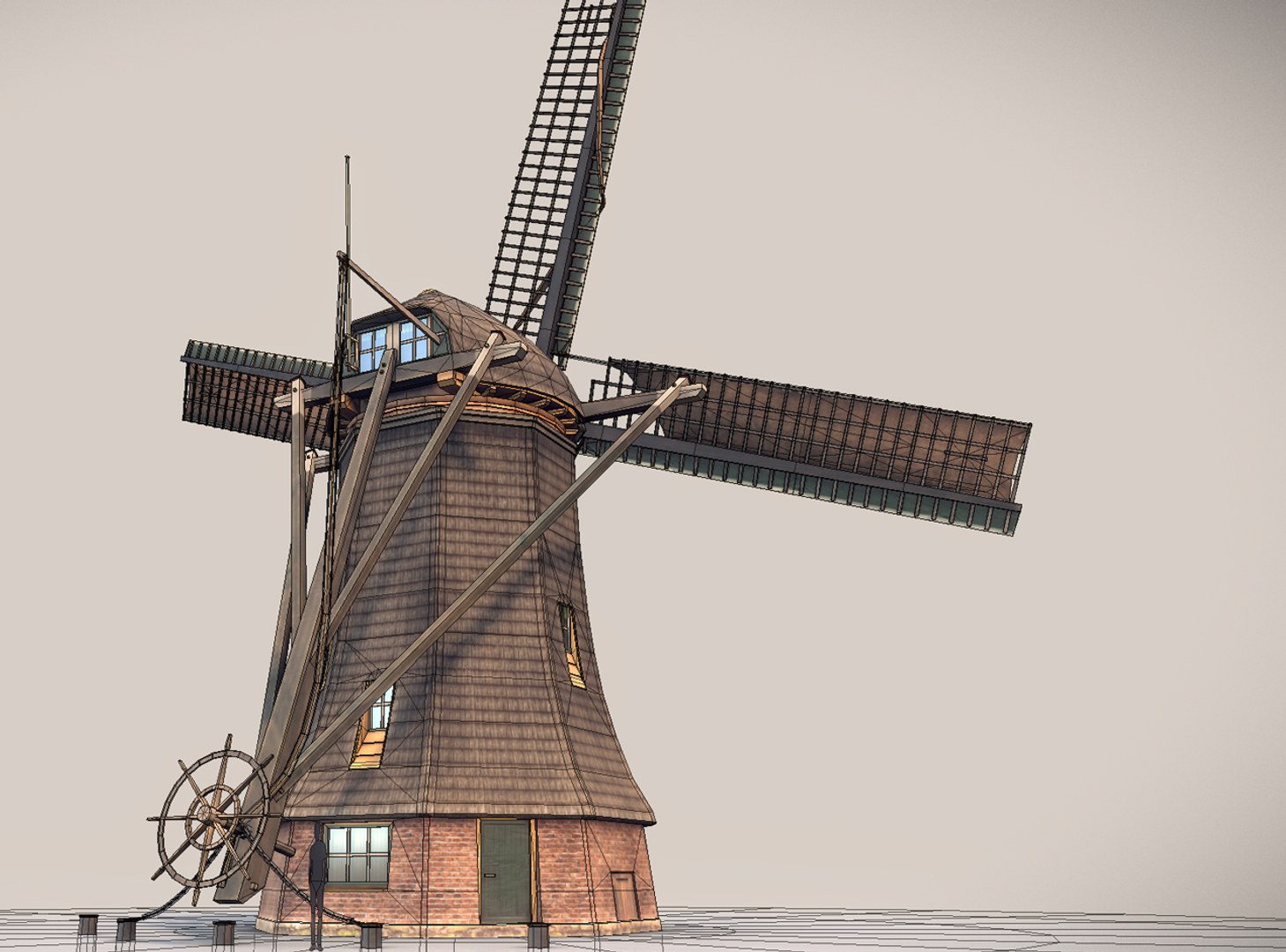 3d model low-poly holland windmill