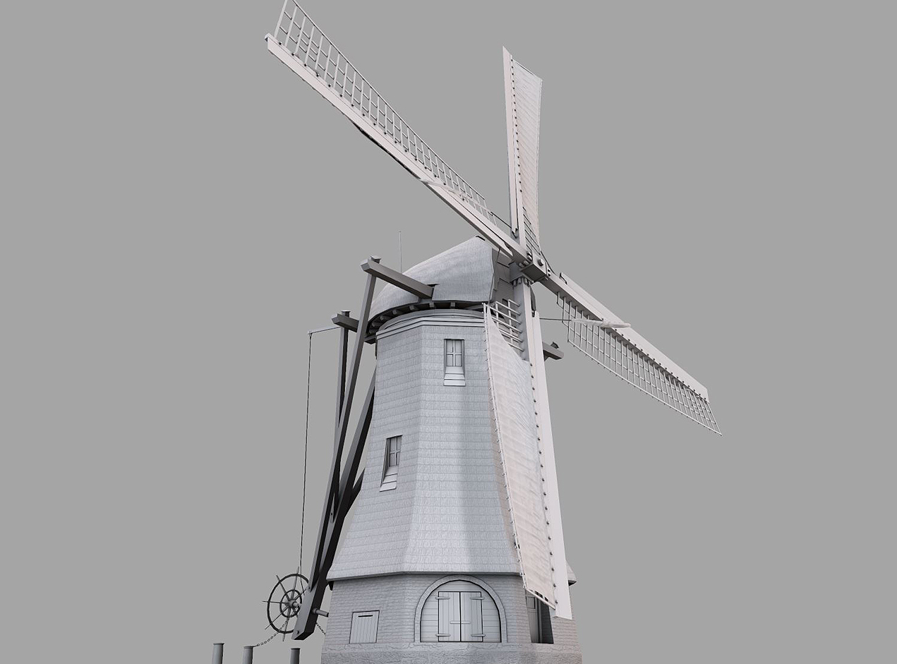 3d model low-poly holland windmill
