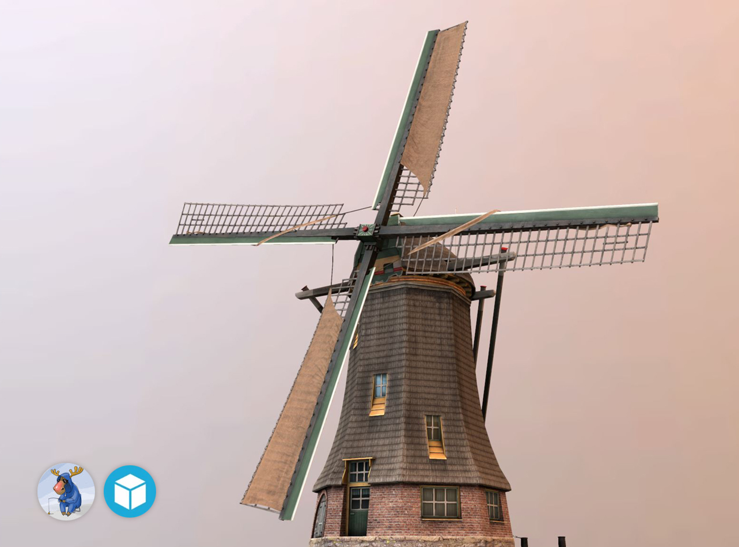 3d model low-poly holland windmill