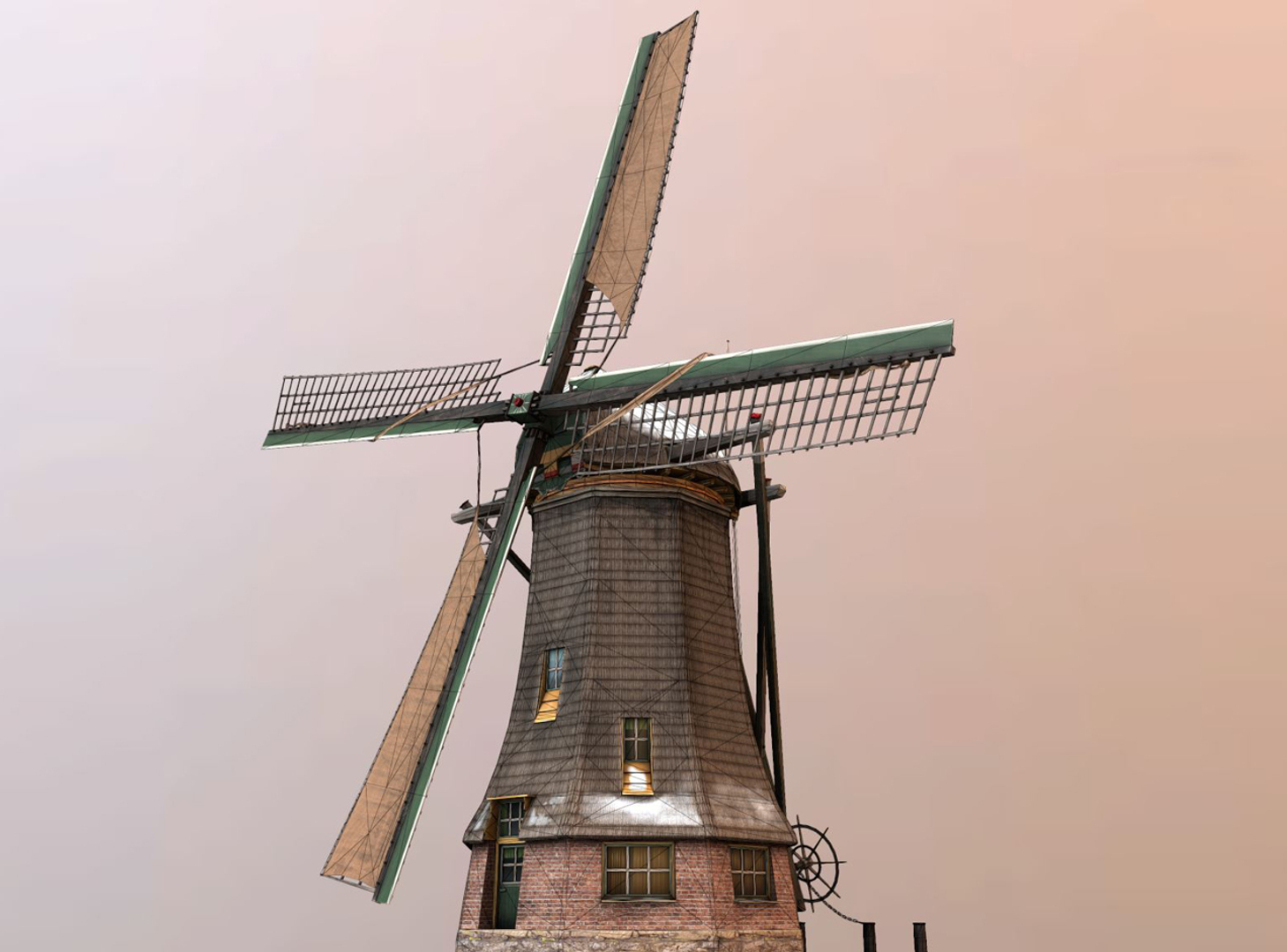3d model low-poly holland windmill
