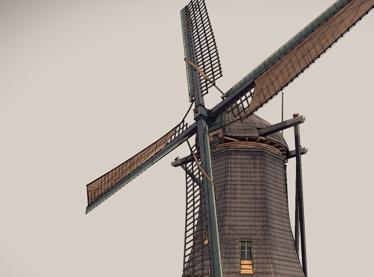 3d model low-poly holland windmill