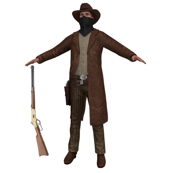 cowboy belt revolver 3d model