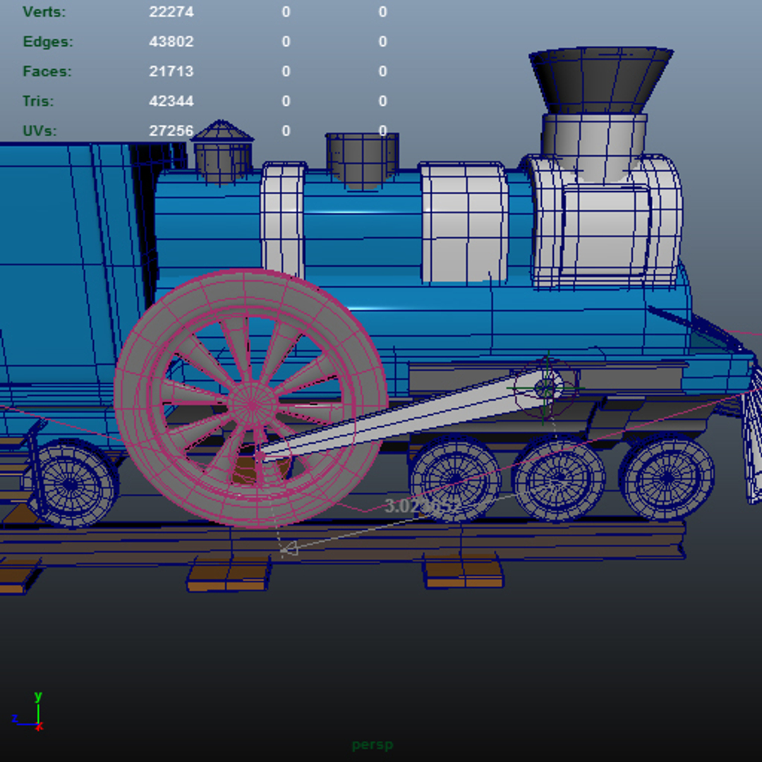3d Wheel Rigged Train Cartoon Model