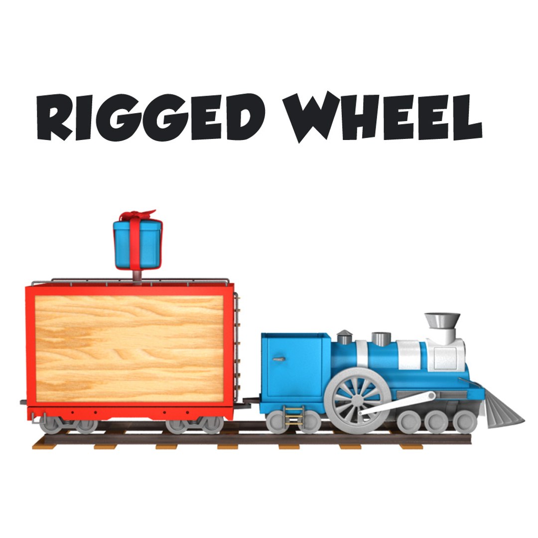 3d Wheel Rigged Train Cartoon Model