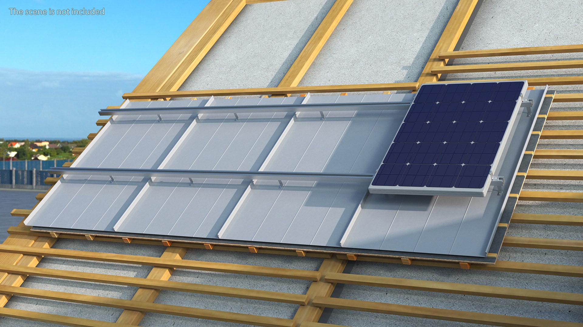 Standing Seam Roof With Solar Panel Model - TurboSquid 2248186