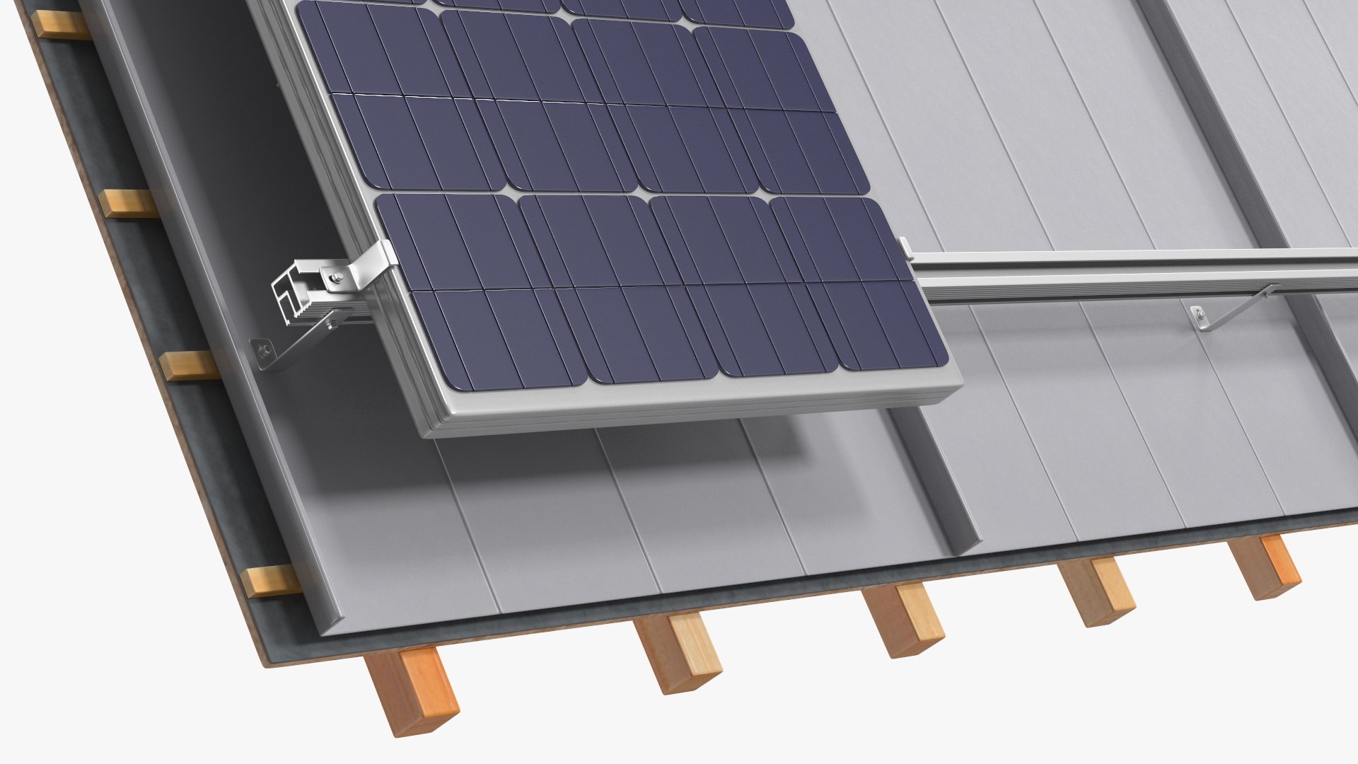 Standing Seam Roof With Solar Panel Model - TurboSquid 2248186