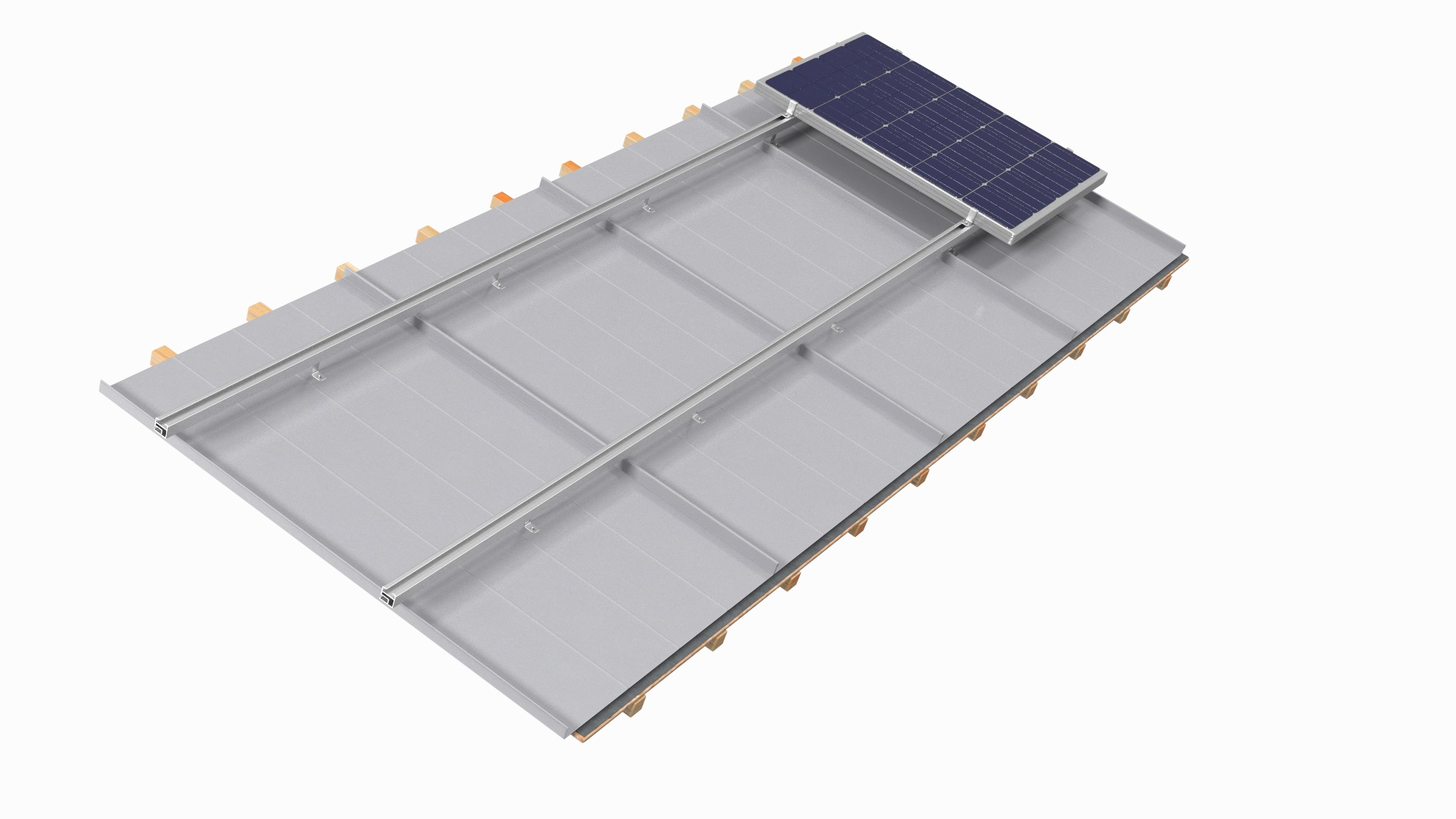 Standing Seam Roof With Solar Panel Model - TurboSquid 2248186