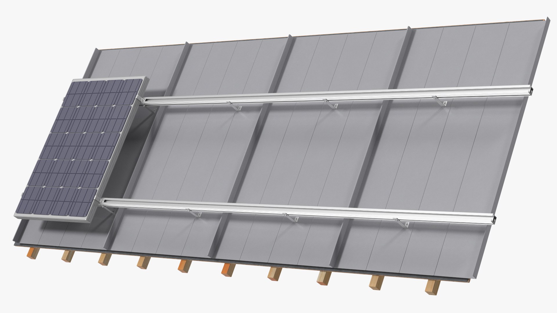 Standing Seam Roof With Solar Panel Model - TurboSquid 2248186