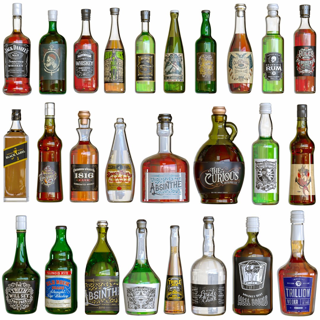 Bottles alcohol 3D model - TurboSquid 1445344