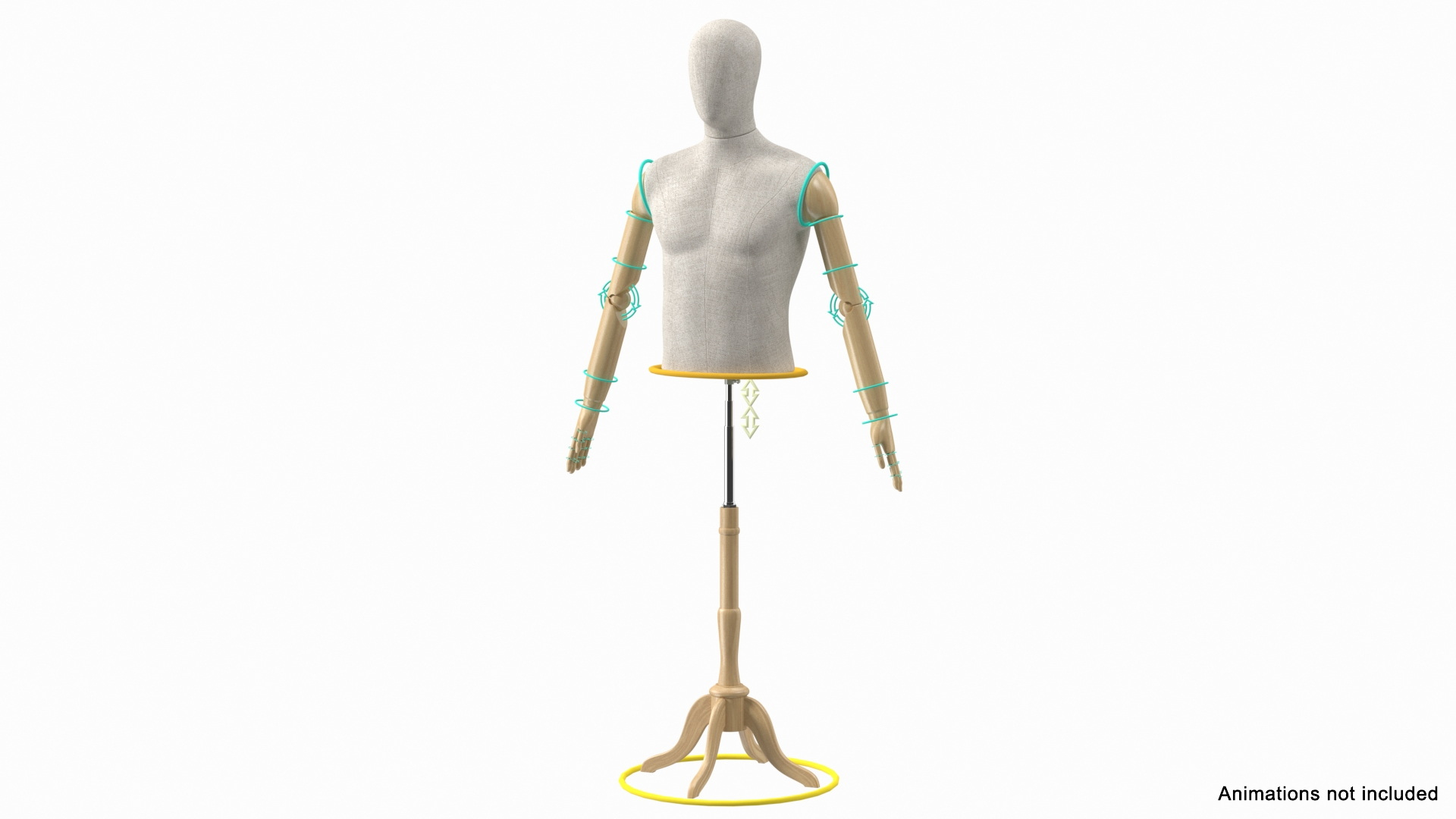 3D Male Flexible Half Body Mannequin Torso With Wooden Base Rigged ...