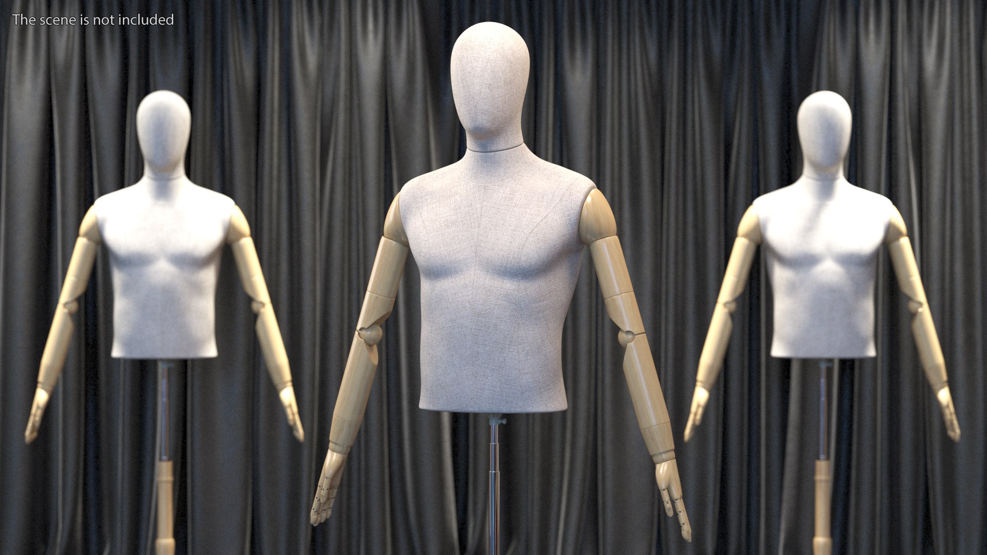3D Male Flexible Half Body Mannequin Torso With Wooden Base Rigged ...