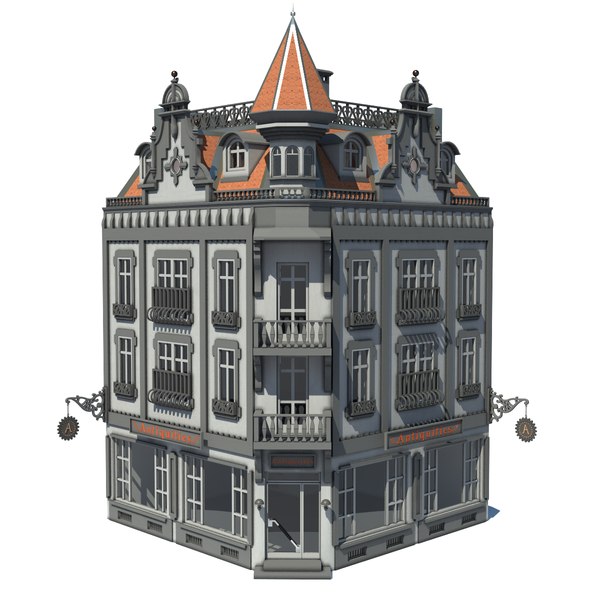 3d building european townhouse model