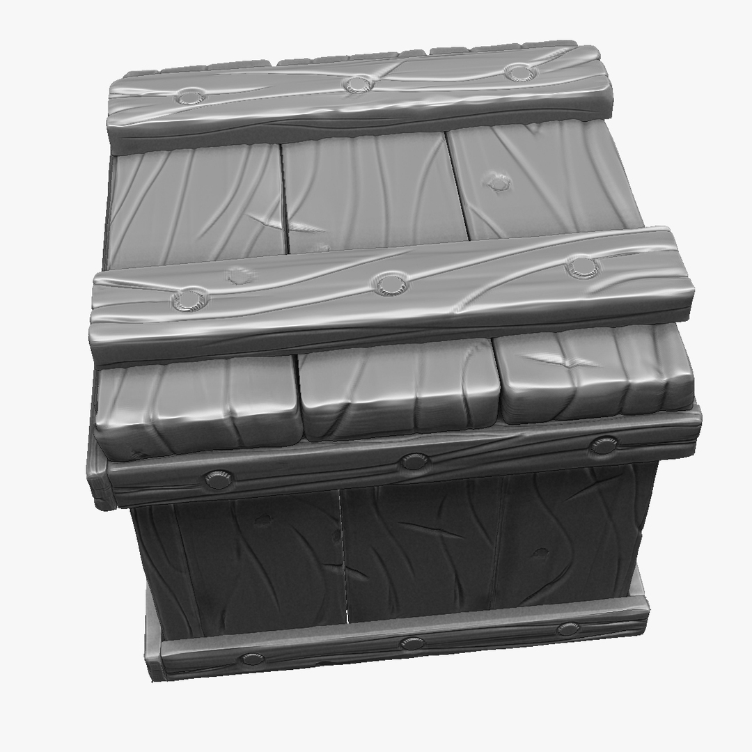 Sculpt Stylized Wooden Box 3d Model
