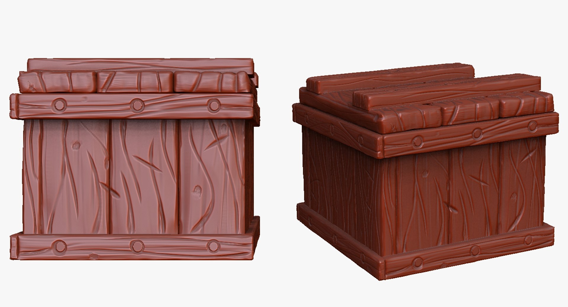 Sculpt Stylized Wooden Box 3d Model