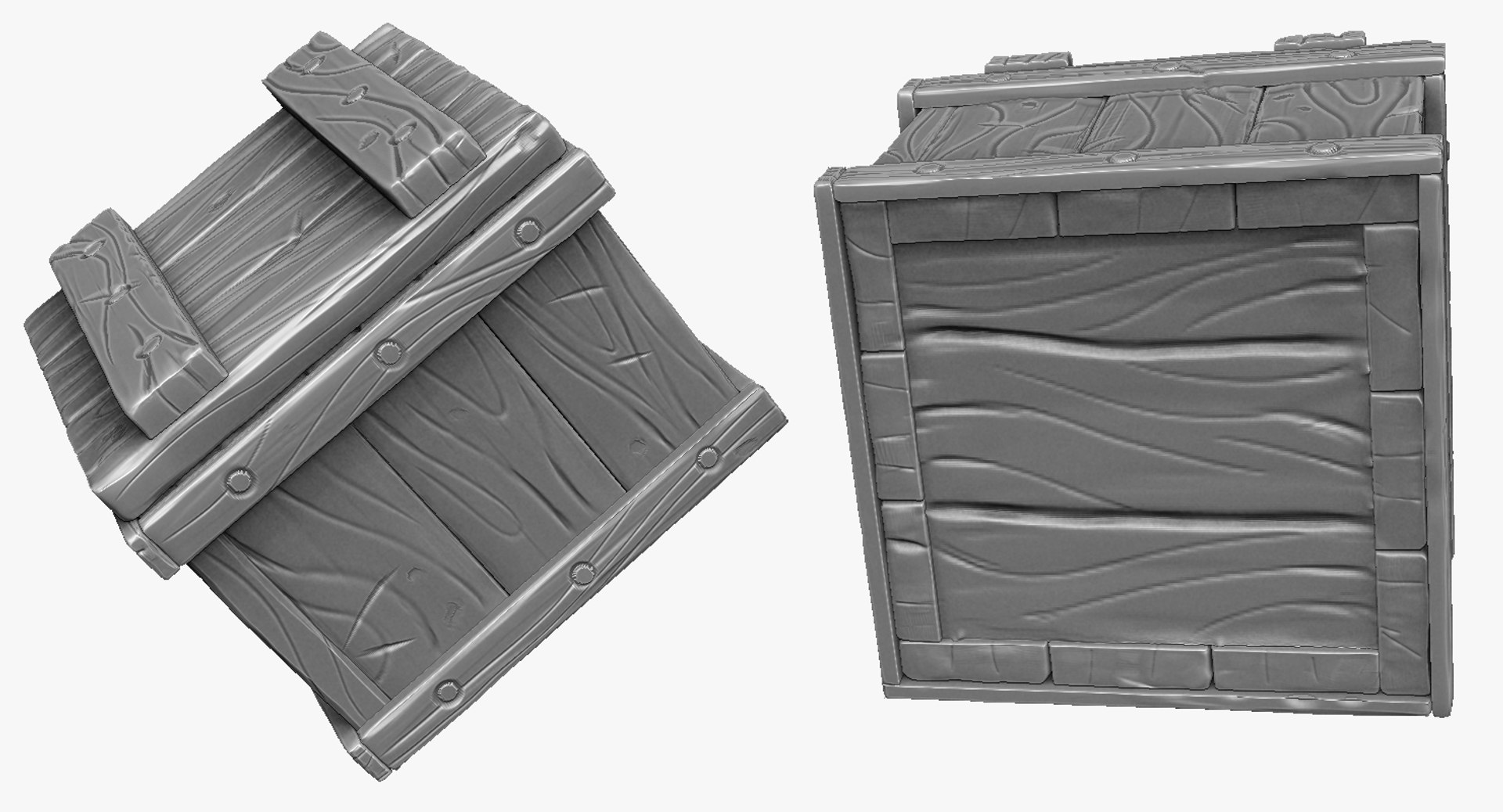 Sculpt Stylized Wooden Box 3d Model