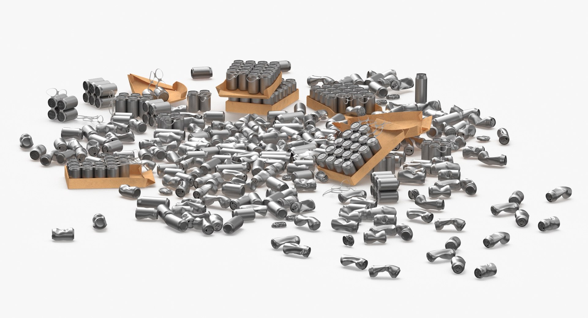 3D Can Pile Small Medium And Large Model - TurboSquid 2028317