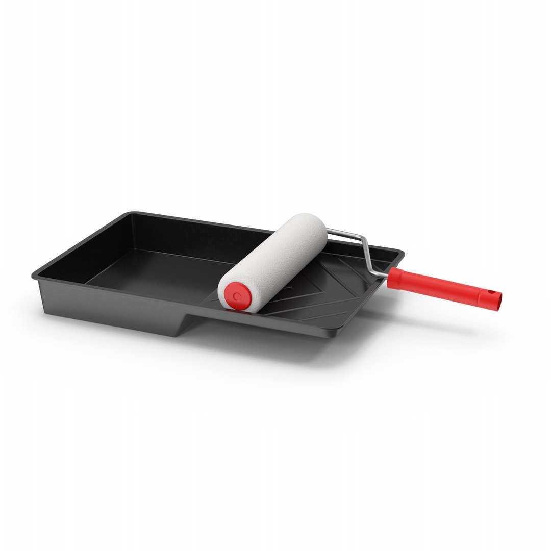 Red Paint Roller And Tray 3D model - TurboSquid 2162248