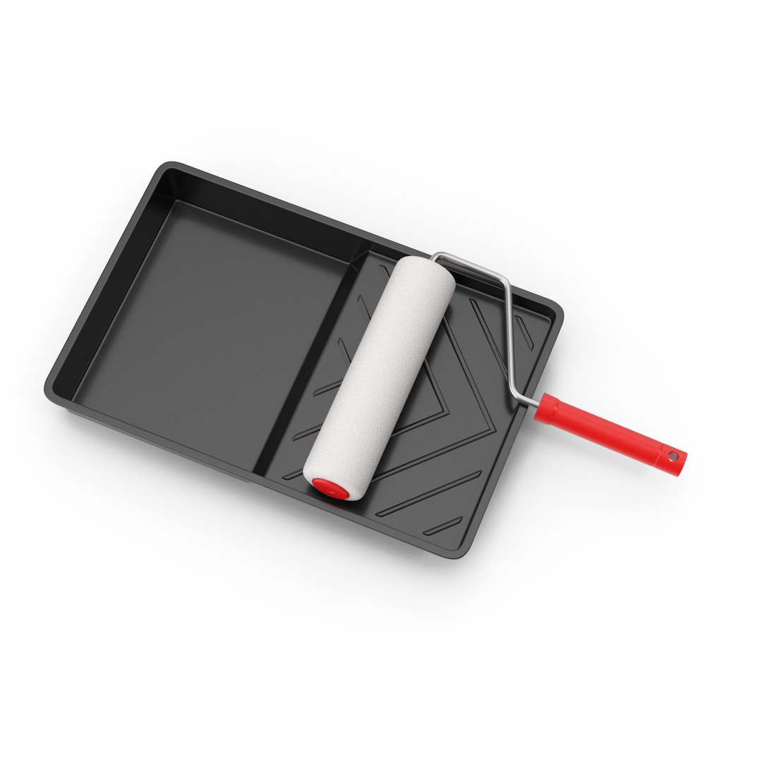 Red Paint Roller And Tray 3D model - TurboSquid 2162248