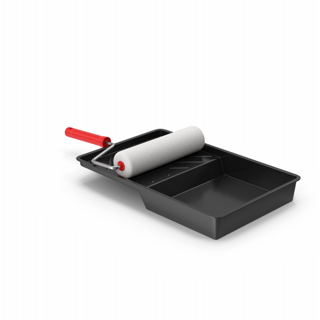 Red Paint Roller And Tray 3D model - TurboSquid 2162248