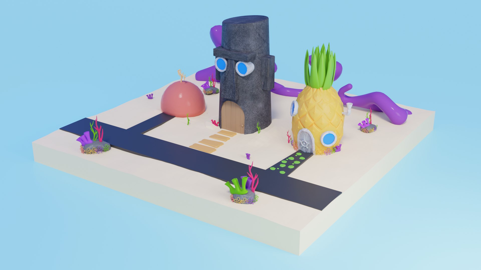 Spongebobs House 3D Model - TurboSquid 1918200