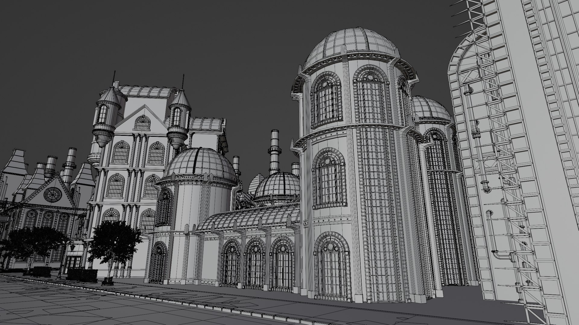 STEAMPUNK INDUSTRIAL BUILDING DEMO SCENE FILE WITH ALL THE ASSET 3D ...