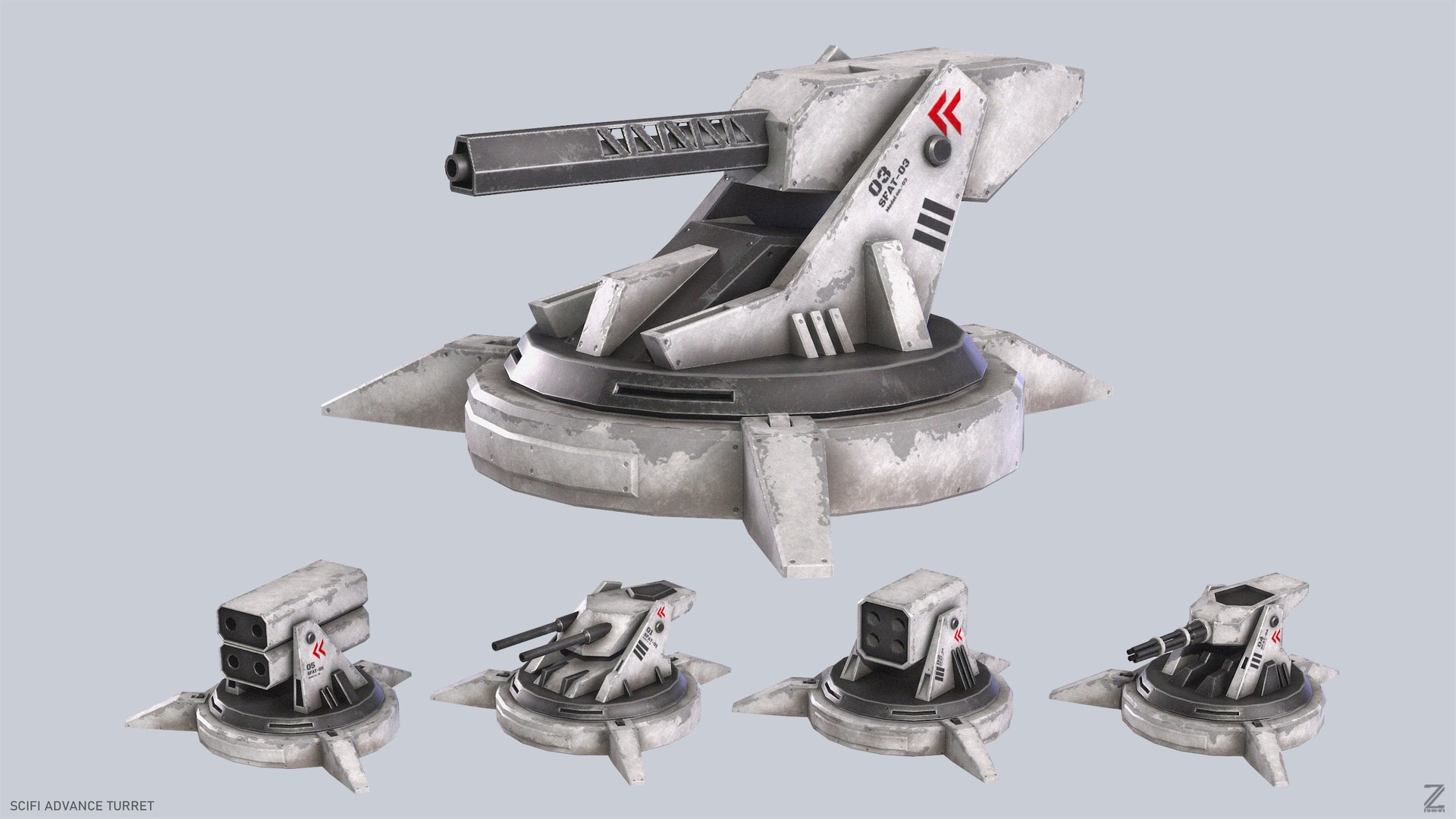 3D Scifi Advance Turret Collection - TurboSquid 2396490