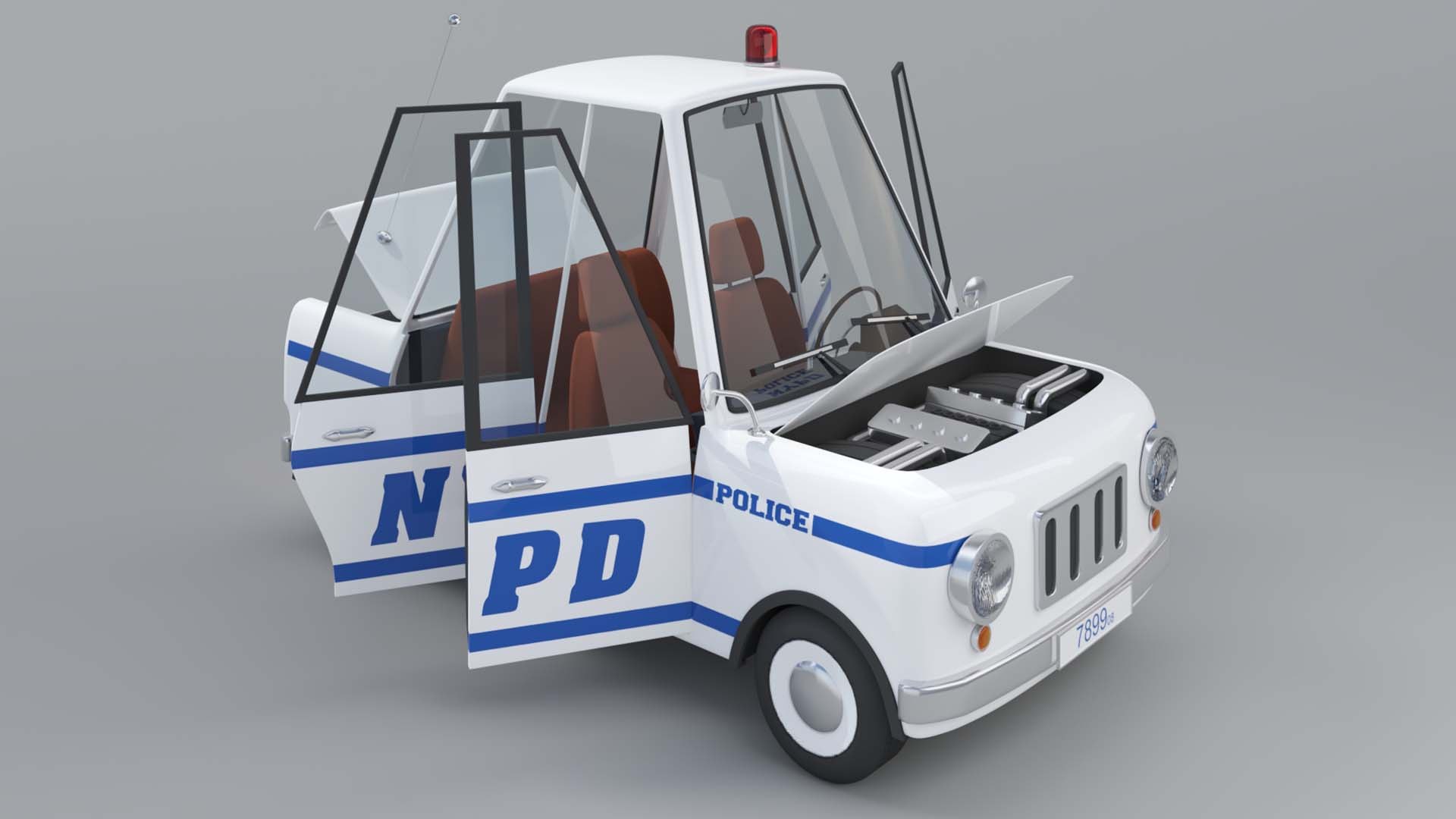 3D Cartoon Police Car Model - TurboSquid 2083006