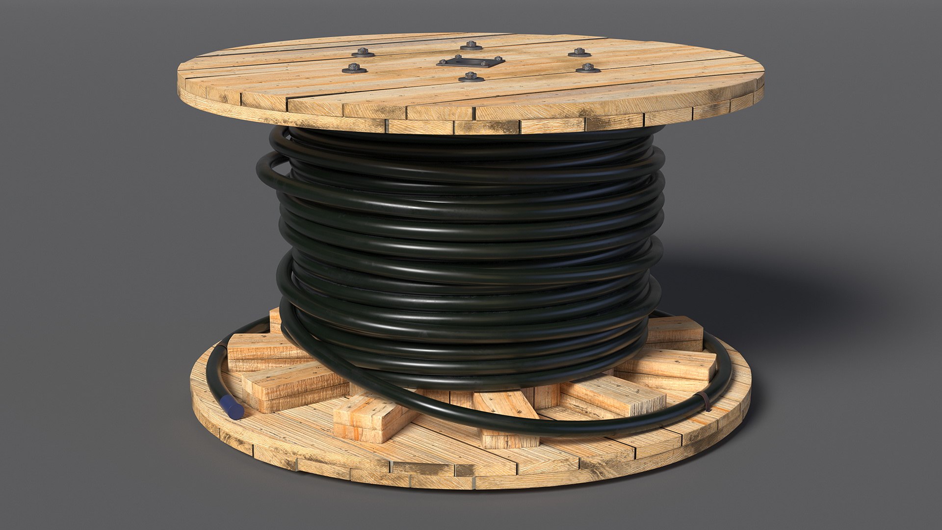 3D Wooden Cable Reel With Cable Model - TurboSquid 2268625
