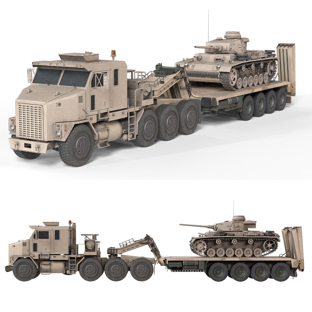 3D Oshkosh M1070 With Trailer Tank Model - TurboSquid 2293163