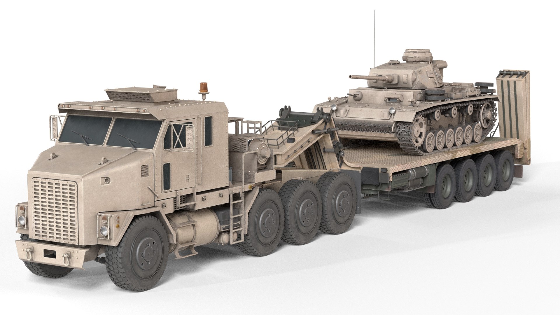 3D Oshkosh M1070 With Trailer Tank Model - TurboSquid 2293163