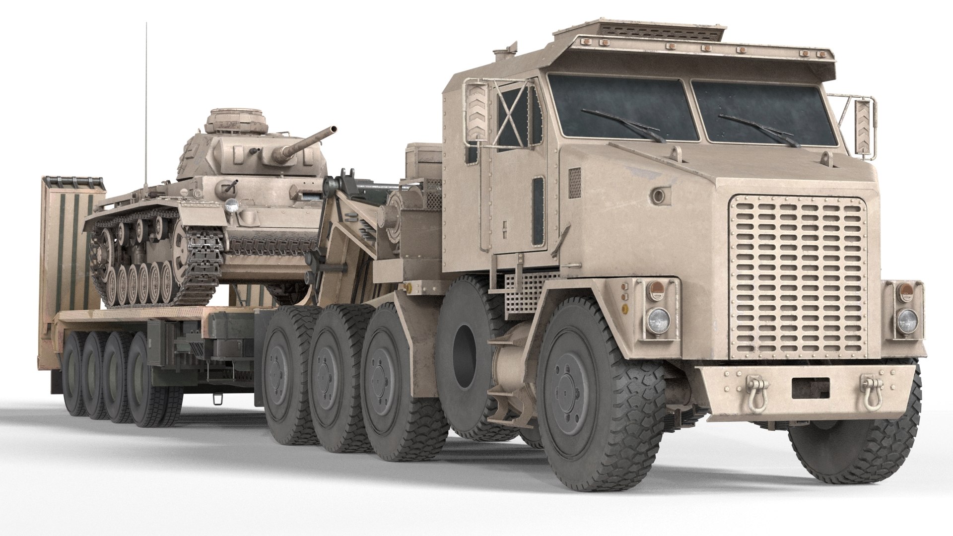 3D Oshkosh M1070 With Trailer Tank Model - TurboSquid 2293163